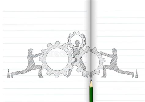 Business Success Concept Illustration Of People Assembling Gears Stock