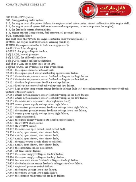 Komatsu Fault Codes Listtxt Pdf Download Free Pdf Throttle Nozzle