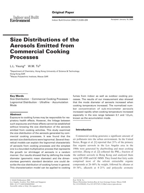 Size Distributions Of The Aerosols Emitted From Commercial Cooking Processes Pdf Aerosol