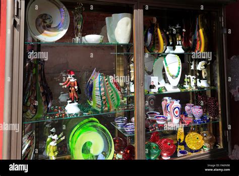 Colourful Murano Glass On Display In A Shop Window Murano Island