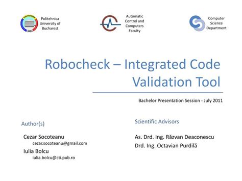 Ppt Robocheck Integrated Code Validation Tool Powerpoint Presentation Id 3286202