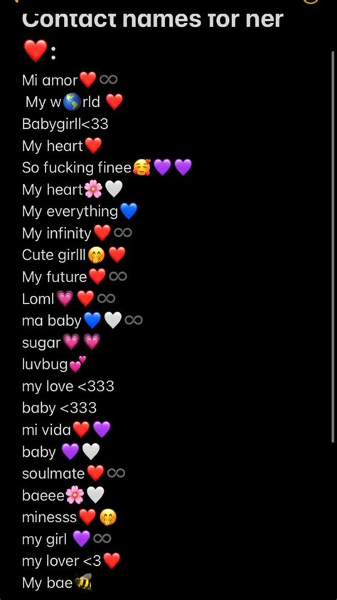 Cute Contacts Names For Ur Girl Cute Names For Babefriend Names For Girlfriend Cute Names For