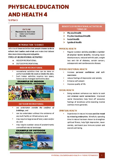 Peh 4 Summaries Of Lesson 12 Stem 3 Physical Education And Health 4