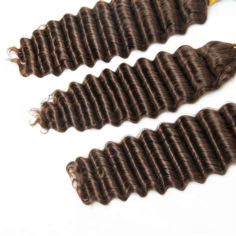 4 Medium Brown Deep Wave Bulk Hair Extensions For Braiding Ywigs