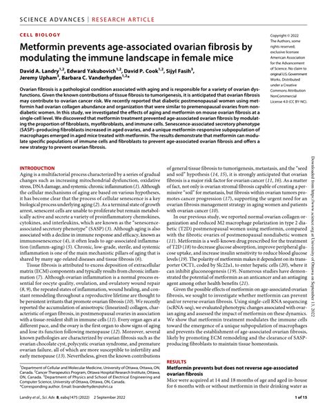 Pdf Metformin Prevents Age Associated Ovarian Fibrosis By Modulating