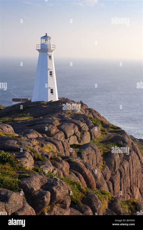 Sunrise At The Newer Cape Spear Lighthouse Newfoundland Canada Stock