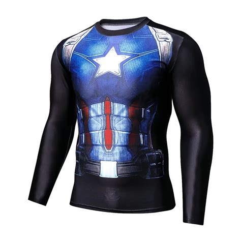 Avengers Captain America Fitness Compression Shirt Men Superman