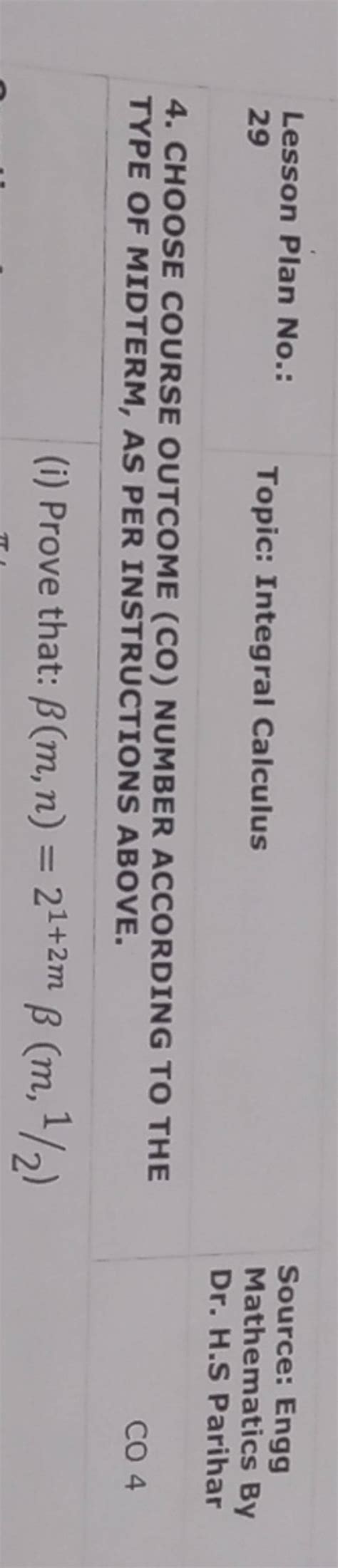 Lesson Plan No 29topic Integral Calculussource Engg Mathematics By