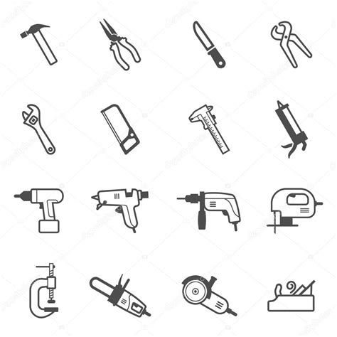 Conjunto De Iconos De Herramientas De Construcción Y Reparación