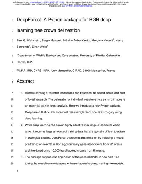 Pdf Deepforest A Python Package For Rgb Deep Learning Tree Crown Delineation