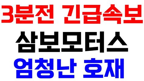 삼보모터스 3분전 긴급속보 엄청난호재 세력매집 급등주 추천주 주식 종목 단타 급등주 세력매집주 주식으로
