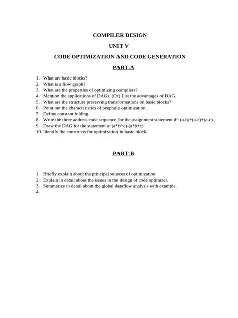 Unit Vcode Optimization And Code Generation Pdf