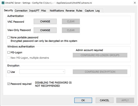 Ultravnc Server Configuration Ultravnc Vnc Official Site Remote