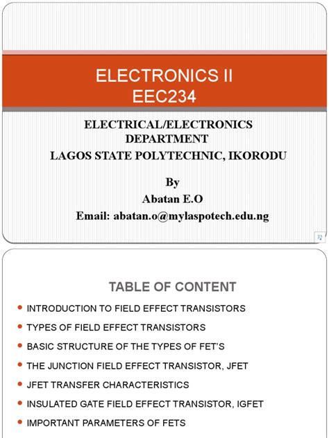 Electronics Ii Pdf Field Effect Transistor Transistor