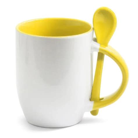 Caneca Colher Alça e Interior Amarelo ml Sublishop House