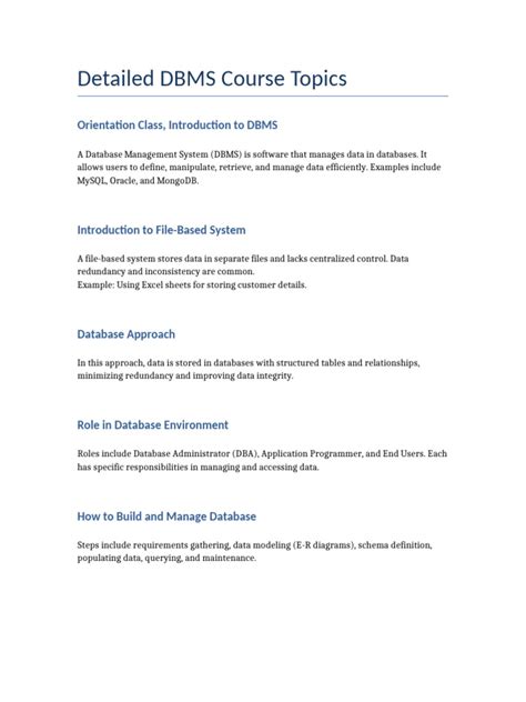 Dbms Course Topics Part1 Pdf