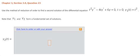 Solved Use The Method Of Reduction Of Order To Find A Second