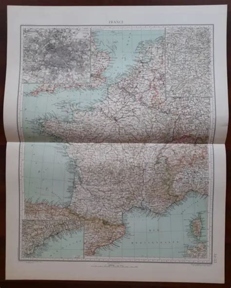 Carta Geografica Mappa Con Scheda Anno 1955 Francia France £1282