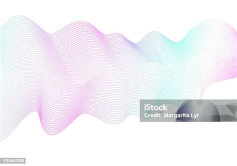 흰색 바탕에 초록 물결 패턴입니다 빛 핑크 아쿠아 마린 청록색 보라색 라인을 흔들며 벡터 라인 아트 디자인 개념입니다 부드럽게