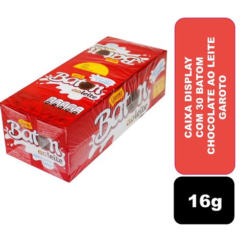 Caixa Display Com 30 Batom Chocolate Ao Leite Garoto 16g Shopee Brasil