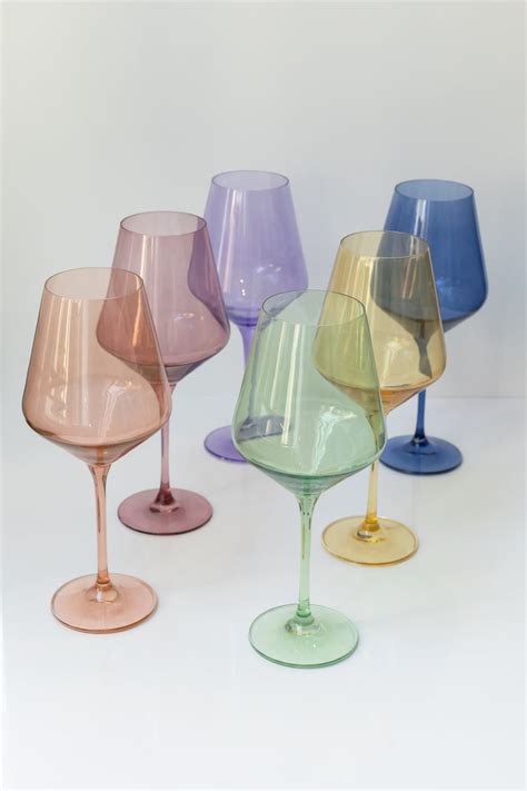 Estelle Colored Wine Stemware Set Of 6 Pastel Mixed Set Estelle