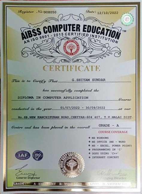 Shiyam Sundar G On Linkedin I Am Certified In Dca Ms Windows Ms Office Ms Word Ms Excel Ms