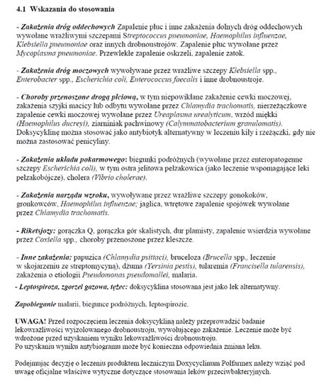 Doxycyclinum Polfarmex Informacje O Leku Opis Leku Dawki