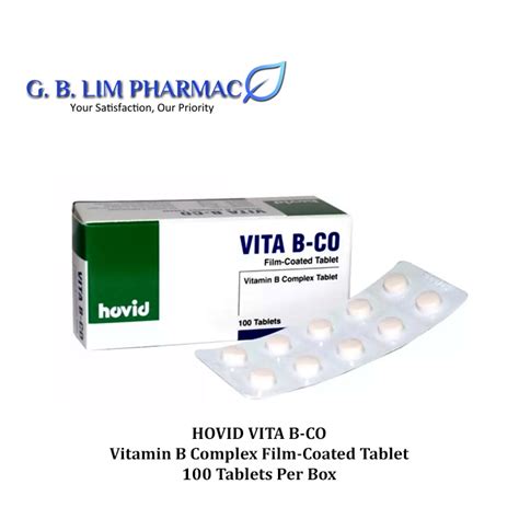 Hovid Vita B Co Vitamin B Complex 100 Tablets Exp 31 July 2024