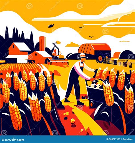 Harvesting Corn Vector 274417155
