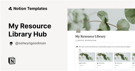 My Resource Library Hub Template By Selwyn Goodman Notion Marketplace