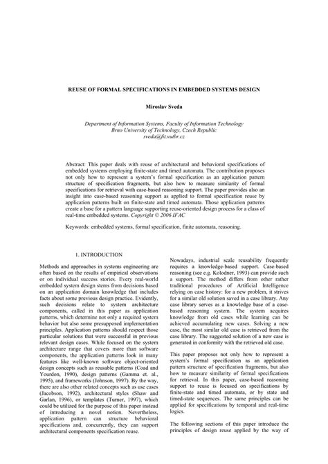 Pdf Reuse Of Formal Specifications In Embedded Systems Design