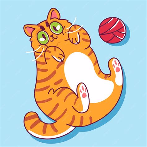 Premium Vector Hand Drawn Fat Cat Cartoon Illustration