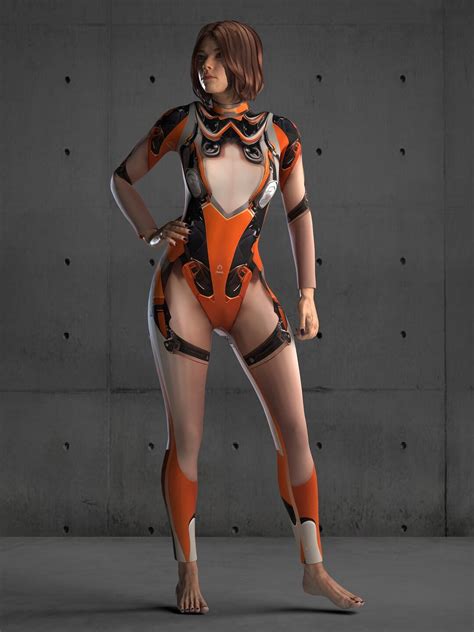 Orange Sexy Armor Bodysuit Custom Fit Available Futuristic Bodysuit