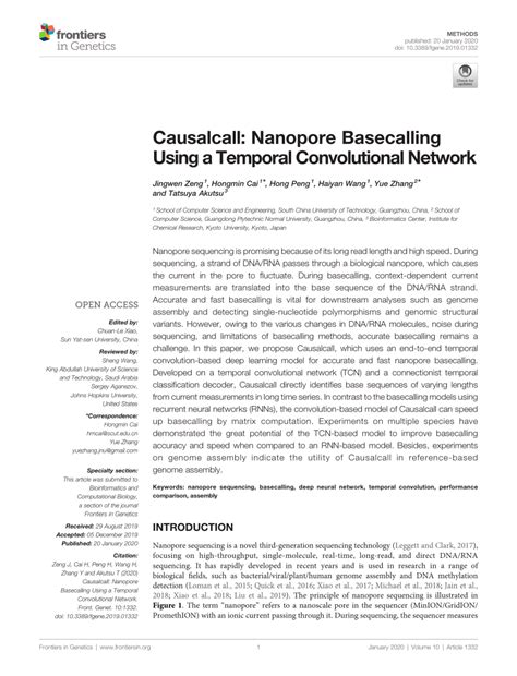 Pdf Causalcall Nanopore Basecalling Using A Temporal Convolutional Network
