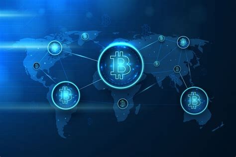 premium vector connected bitcoin map background