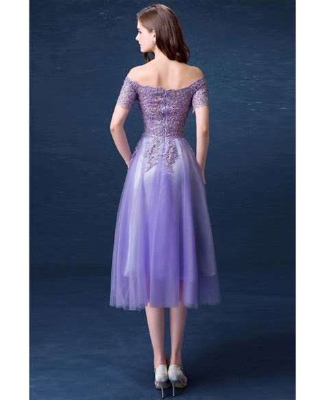 Lilac Homecoming Dresses Off The Shoulder Chic Short Prom Dress Party