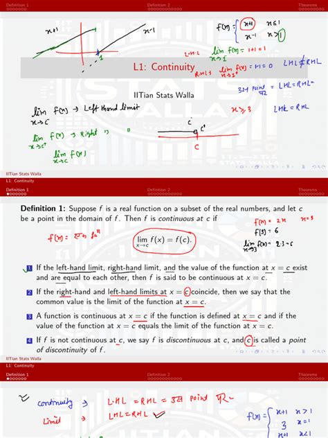 L1 Continuity Pdf Continuous Function Function Mathematics