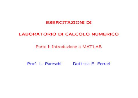 Laboratorio Di Calcolo Numerico Docsity