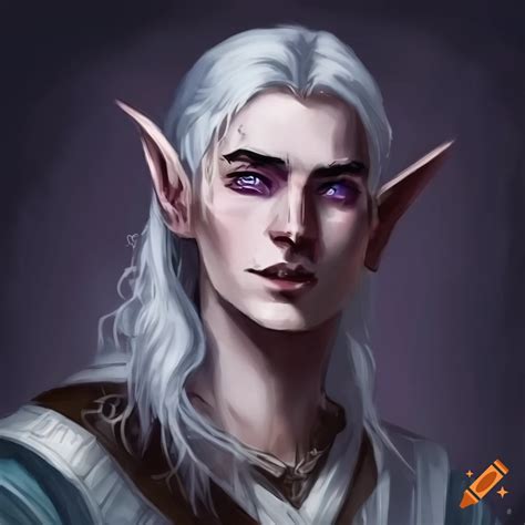 Image Of A Noble High Elf From Dnd With White Skin And Purple Eyes On Craiyon