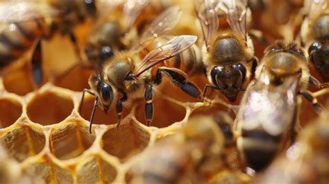 Premium Photo Bees On Honey Frame Generative Ai