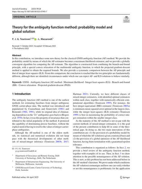 Pdf Theory For The Ambiguity Function Method Probability Model And