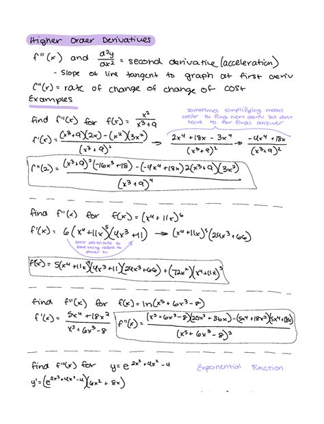 Higher Order Derivatives Review Recitation Tigher Order Derivatives