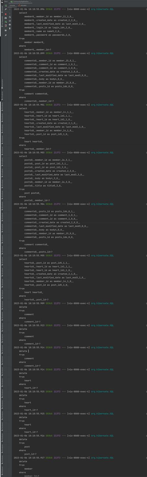 Spring Example Community 6 리팩토링테이블 설계 문제 벌크 쿼리