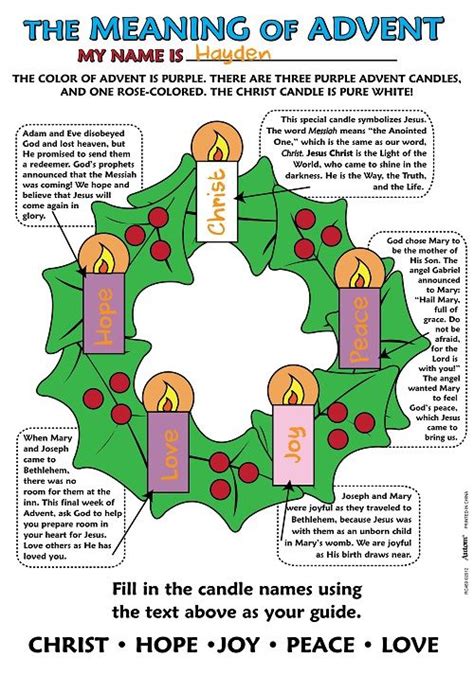 Catholic The Meaning Of Advent Worksheet