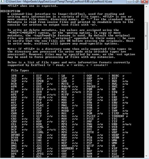 Download Exiftool Majorgeeks