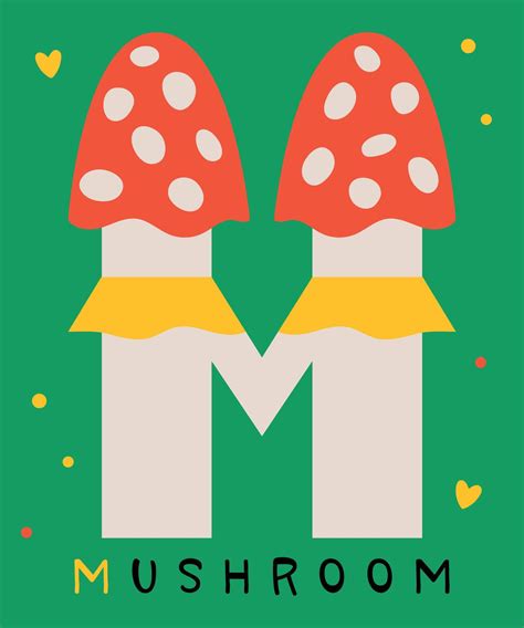 Playful Mushroom Letter M Illustration Playful Illustration Of The