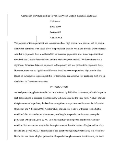 Bio Lab Report 2 Example Correlation Of Population Size In Various