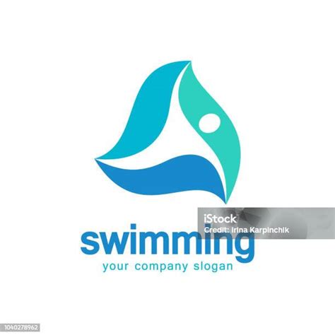 游泳的向量設計項目向量圖示的概念與游泳的人在波浪向量圖形及更多商標圖片 商標 游泳 一個人 Istock
