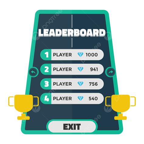 Cool Interface Leaderboard Game Design Dark Color And Trophy Ornament Game Leaderboard Design