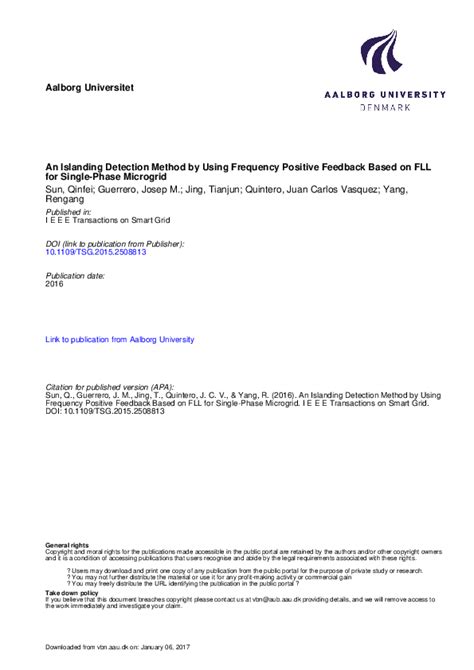 pdf an islanding detection method by using frequency positive